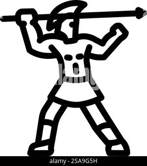 warior ancient soldier line icon vector. warior ancient soldier sign ...