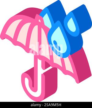 showerproof product label caution isometric icon vector illustration ...