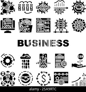 business process technology chart icons set vector. employee engagement ...