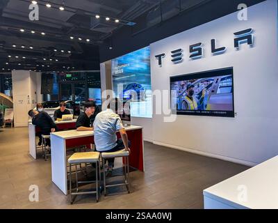 View of a Tesla store in Shanghai, China on January 7th, 2020. (Photo ...