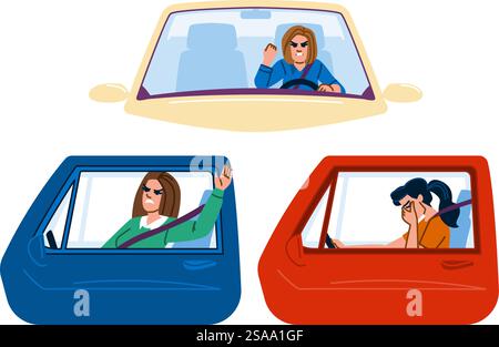 commute stress traffic road woman vector Stock Vector Image & Art - Alamy