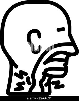 difficulty swallowing disease symptom line icon vector illustration ...
