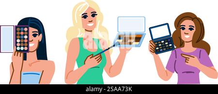 matte blush compact cartoon vector illustration Stock Vector Image ...