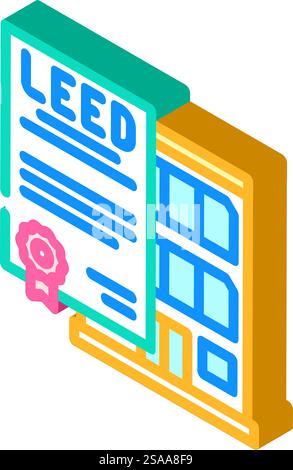 leed certification green building color icon vector. leed certification ...