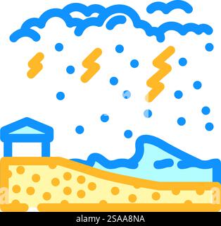 storm surge hurricane disaster color icon vector illustration Stock ...