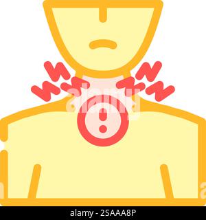 sore throat hoarseness disease symptom color icon vector illustration ...