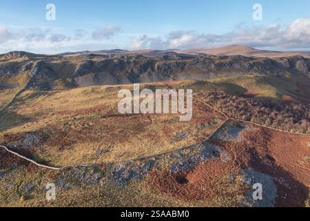 Aerial view of Cribarth Mountain, Brecon Beacons National Park, Wales ...