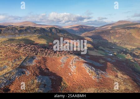Aerial view of Tawe Valley, Brecon Beacons National Park, Wales, UK ...