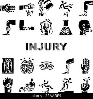 household injury fall burn cut icons set vector Stock Vector Image ...
