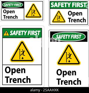 Safety First Sign Open Trench Stock Vector Image & Art - Alamy