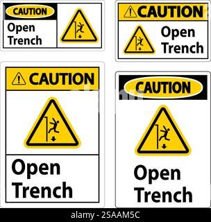 Caution Sign Open Trench Stock Vector Image & Art - Alamy