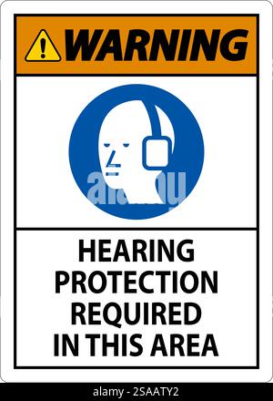 Warning Ear Protection Required Sign on white background,vector ...