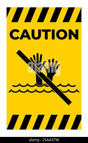 Beach Safety Sign Caution - Drowning Hazard Stock Vector Image & Art ...