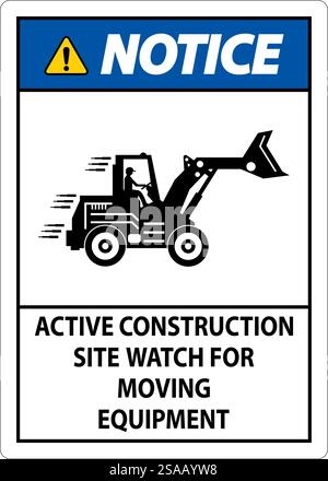 Construction Area Sign Notice - Active Construction Site, Watch For ...