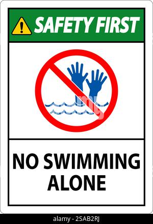 Pool Safety First Sign, No Swimming Alone Stock Vector Image & Art - Alamy
