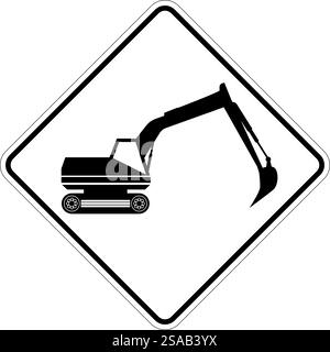Warning excavator sign Stock Vector Image & Art - Alamy
