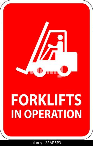 Caution forklifts in operation Sign on white background,vector ...
