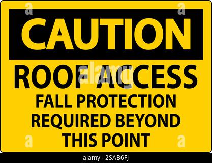 Caution Sign, Roof Access, Fall Protection Required Beyond This Point ...