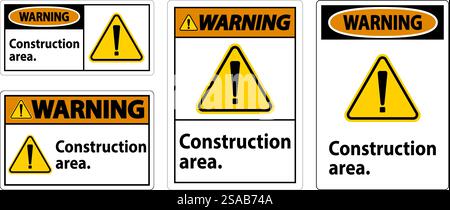 Warning Construction Area Symbol Sign On White Background Stock Vector ...