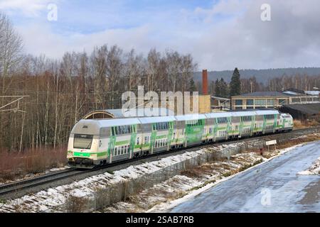 VR Group Intercity electric two storey passenger train travelling ...