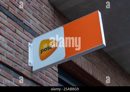 Postnl Flag sign logo at pakket punt. The national and biggest postal ...