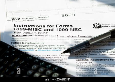 1099 Misc. and W2 Internal Revenue Service tax forms Stock Photo - Alamy