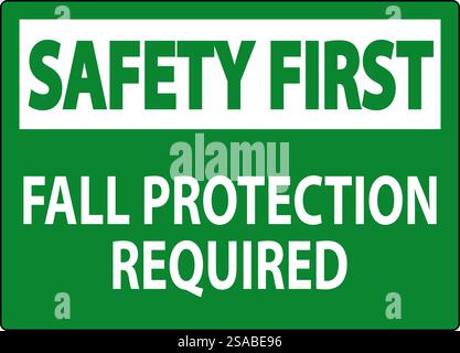 Fall Protection, Construction worker safety first, vector design Stock ...