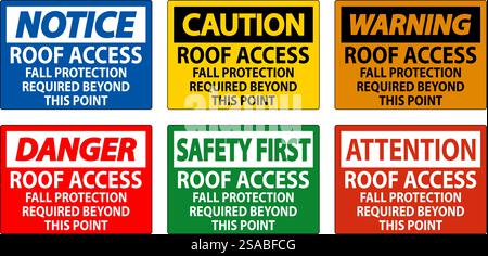 Danger Sign, Roof Access, Fall Protection Required Beyond This Point ...
