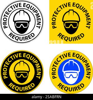 Danger Sign Wear Protective Equipment with goggles and glasses graphics ...