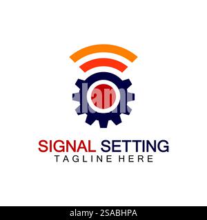 signal setting logo with gear and signal composition, logo for setting ...