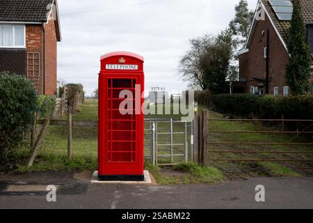 A repainted telephone box in Hampton on the Hill village, Warwickshire ...