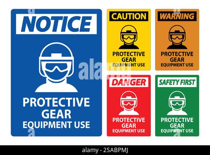 Notice Safety or Protective Gear and Equipment Use Stock Vector Image ...