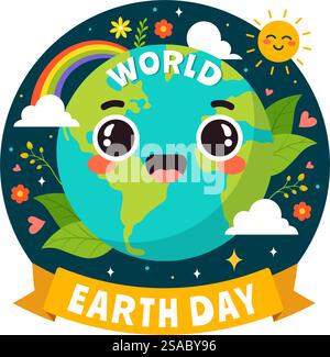 Heart for 22 april, in flat design. Vector illustration. Happy Earth ...