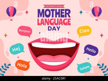 Mother Language Day Social Media Post Flat Cartoon Hand Drawn Templates ...