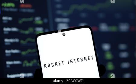 Rocker internet logo is displayed on smartphone. Rocket Internet SE is ...