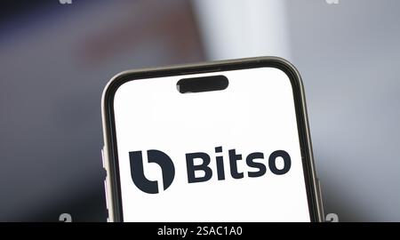 Bitso logo is displayed on smartphone. Bitso began as a global ...