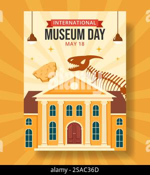 International Museum Day Vertical Poster Flat Cartoon Hand Drawn ...