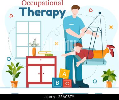 Occupational Therapy Vector Illustration with Treatment Session on ...