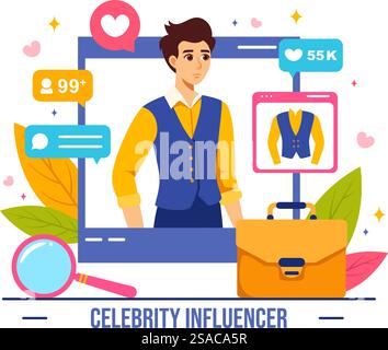 Celebrity Influencers Vector Illustration with Posts on Internet for ...