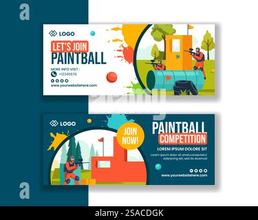 Paintball Game Social Media Background Flat Cartoon Hand Drawn ...