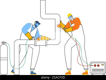 Welding Service Vector Illustration with Professional Welder Job Weld ...