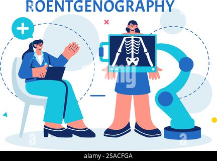 Roentgenography Vector Illustration with Fluorography Body Checkup ...