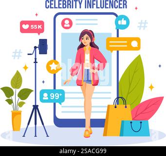 Celebrity Influencer with Posts on Internet for Advertising Marketing ...