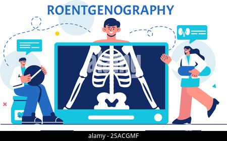 Roentgenography Illustration with Fluorography Body Checkup Procedure ...