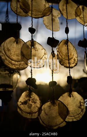 Beautiful seashell mobile hanging in the building for decorated Stock ...