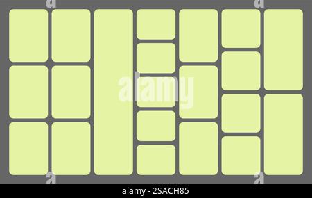 Dimensions 16x9 trendy bento grid layout style brick Ui UX templates ...