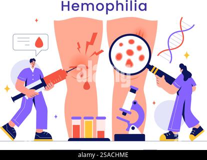 Hemophilia Vector Illustration with Doctor Examining Injured Knee or ...