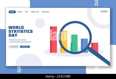 Statistics Day Social Media Landing Page Cartoon Hand Drawn Templates ...
