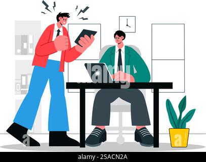 Workplace Conflict Illustration featuring Arguing Coworkers Having a ...