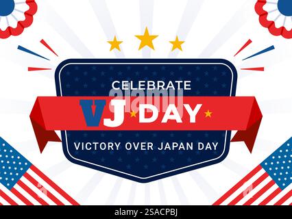 VJ Victory Over Japan Day Celebration Vector Illustration with the ...